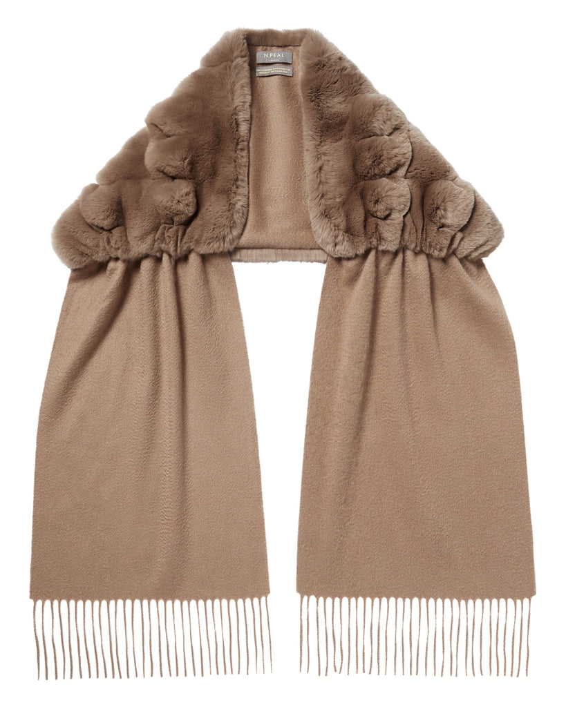 Women s St Moritz Fur Neck Scarf Dark Tan Brown N.Peal
