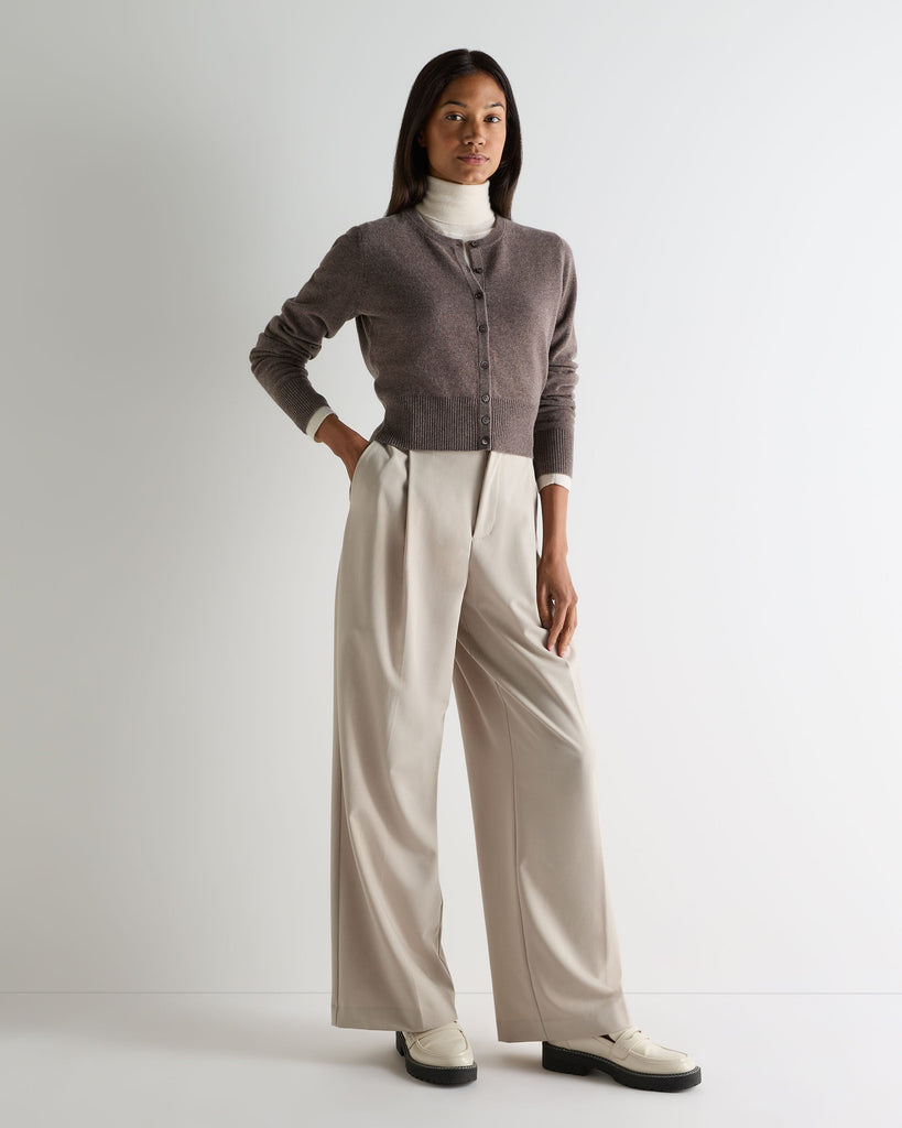 Women's Cropped Cashmere Cardigan Otter Brown | N.Peal