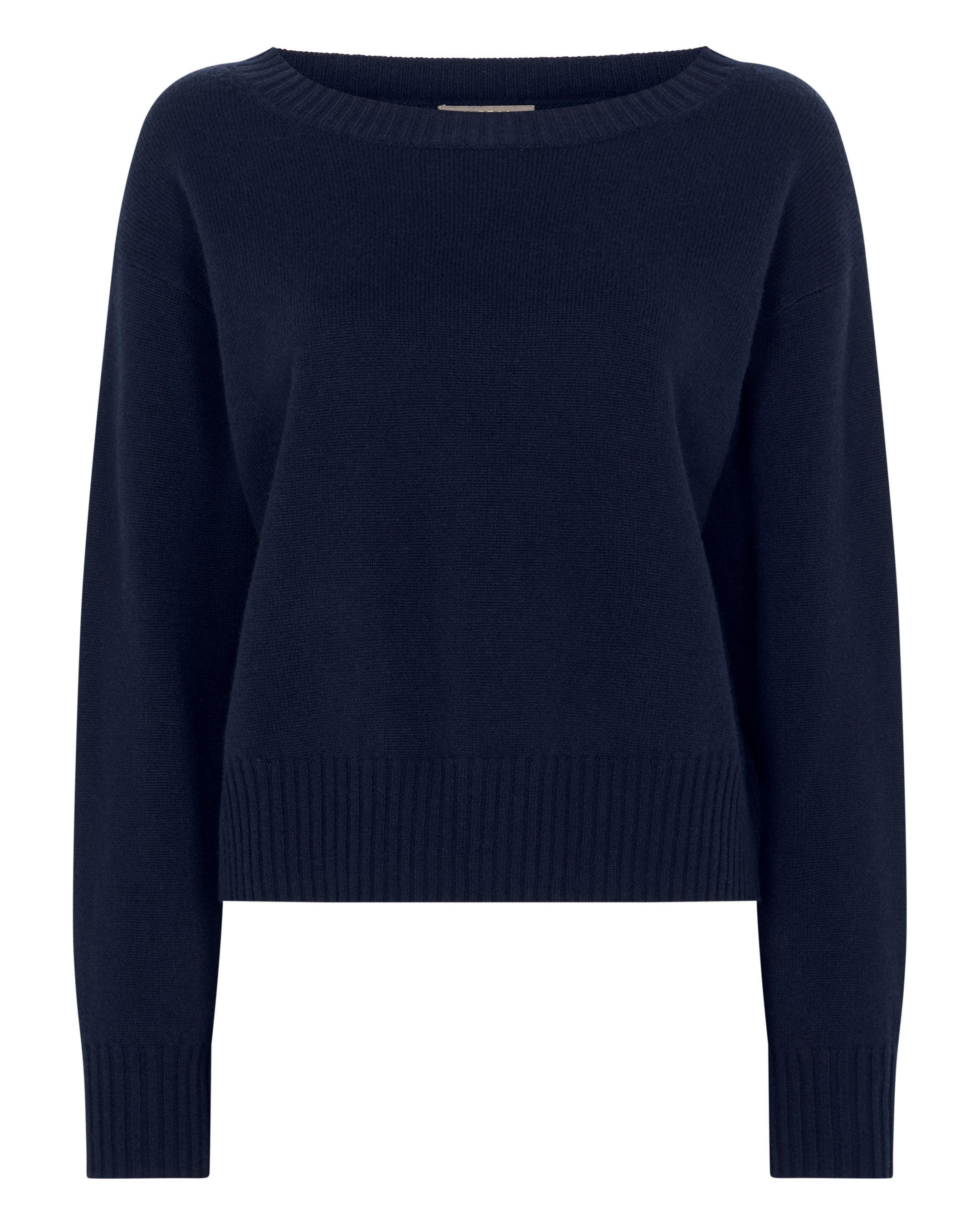 Women's Crop Boat Neck Cashmere Jumper Navy Blue | N.Peal