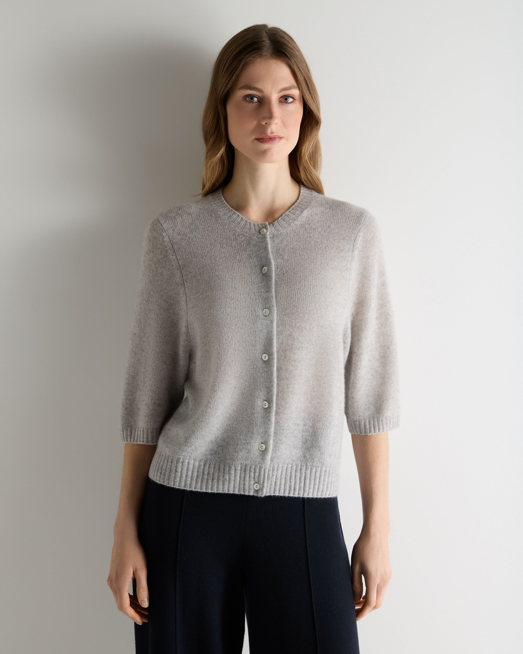 Women's Air Cashmere Cardigan Fumo Grey | N.Peal