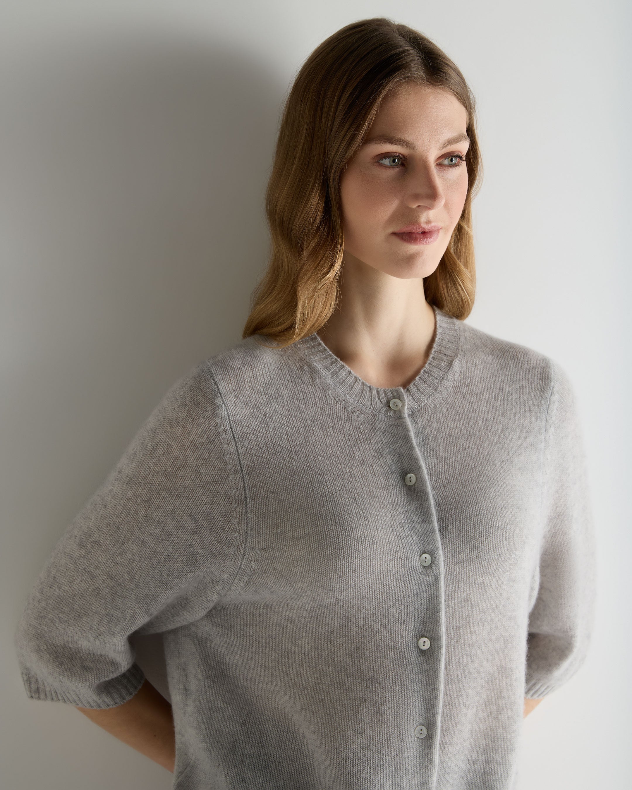 Women's Air Cashmere Cardigan Fumo Grey | N.Peal
